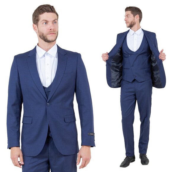 Tazio | Suits & Blazers | Skinny Fit Mens 3pc Suit W Double Breasted ...